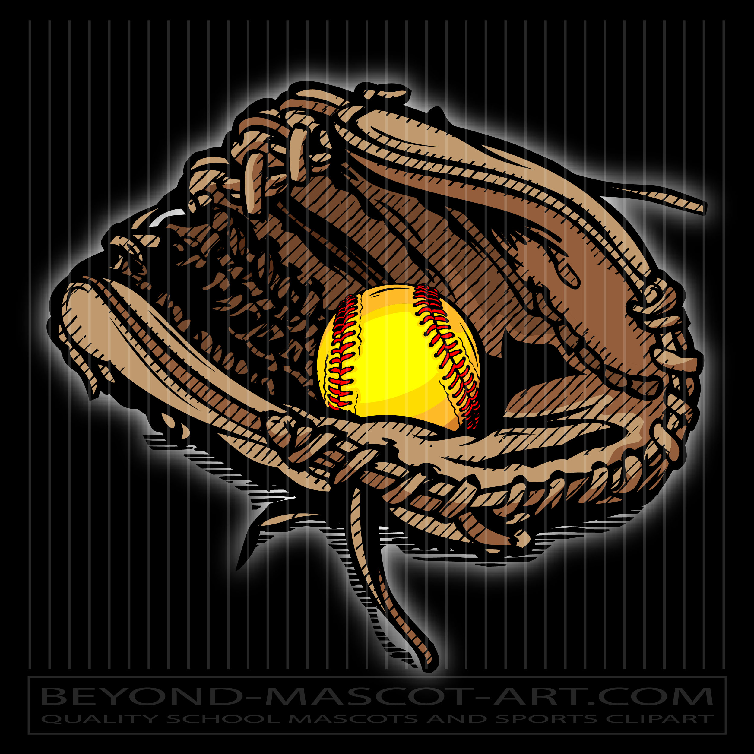 Fastpitch Softball Glove Art | softball clipart image | Vector Format